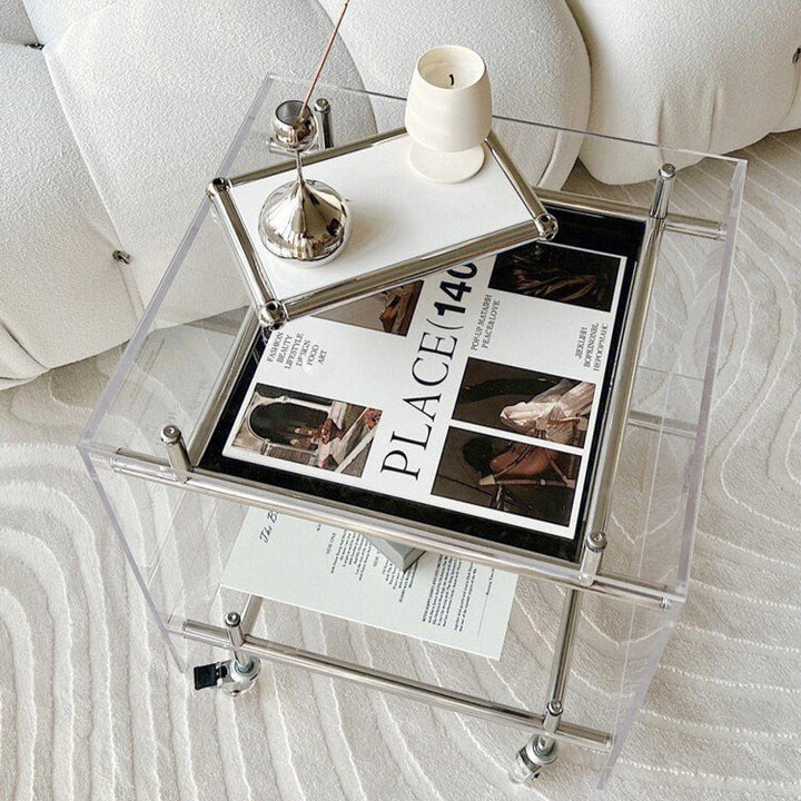 Acrylic Side Table Bar Cart