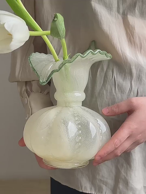 Elegant Jade Glass Flower Vase opens full screen video in same window.